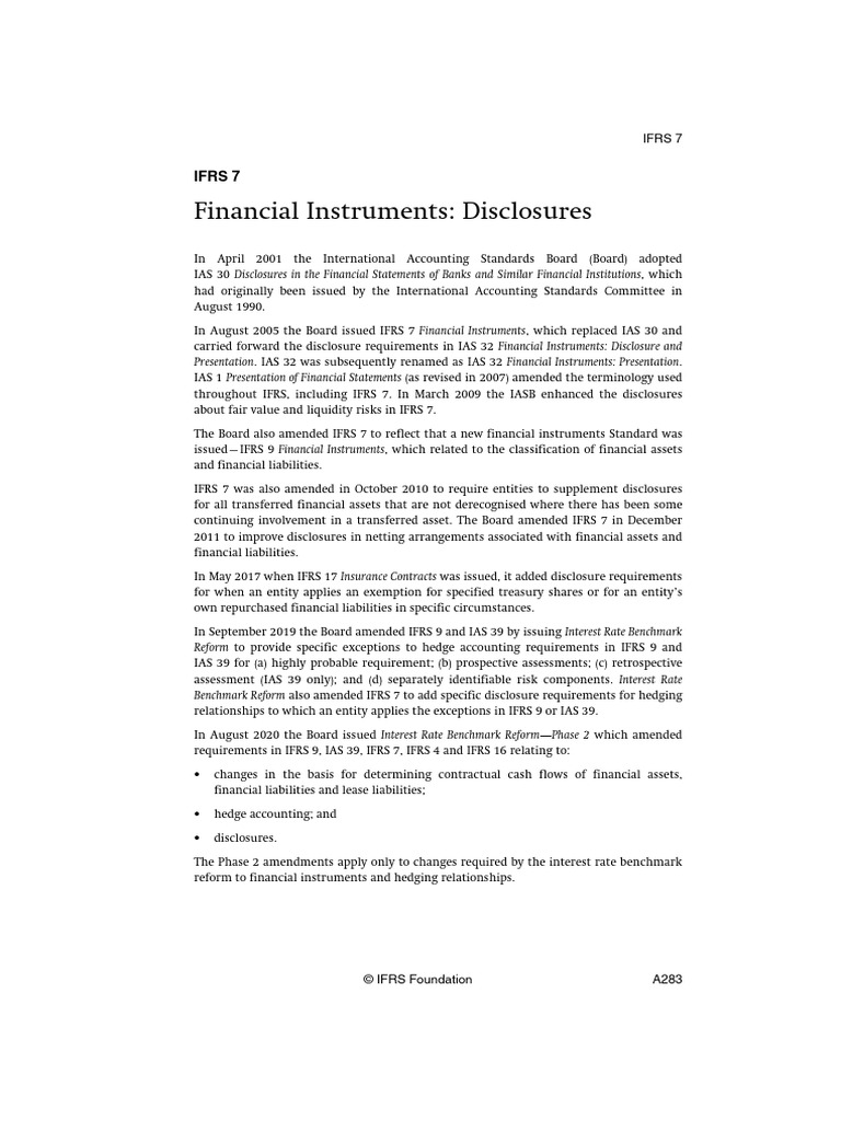 IFRS 7: Financial Instruments Disclosures | PDF | Fair Value ...