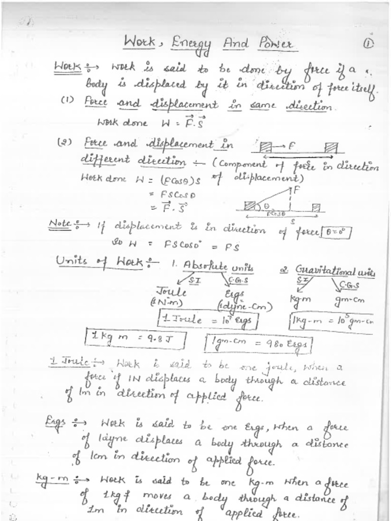 Work Energy Power Notes | PDF
