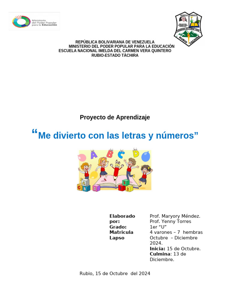 Proyecto de Aprendizaje para Primer Grado | PDF | Aprendizaje | Escritura