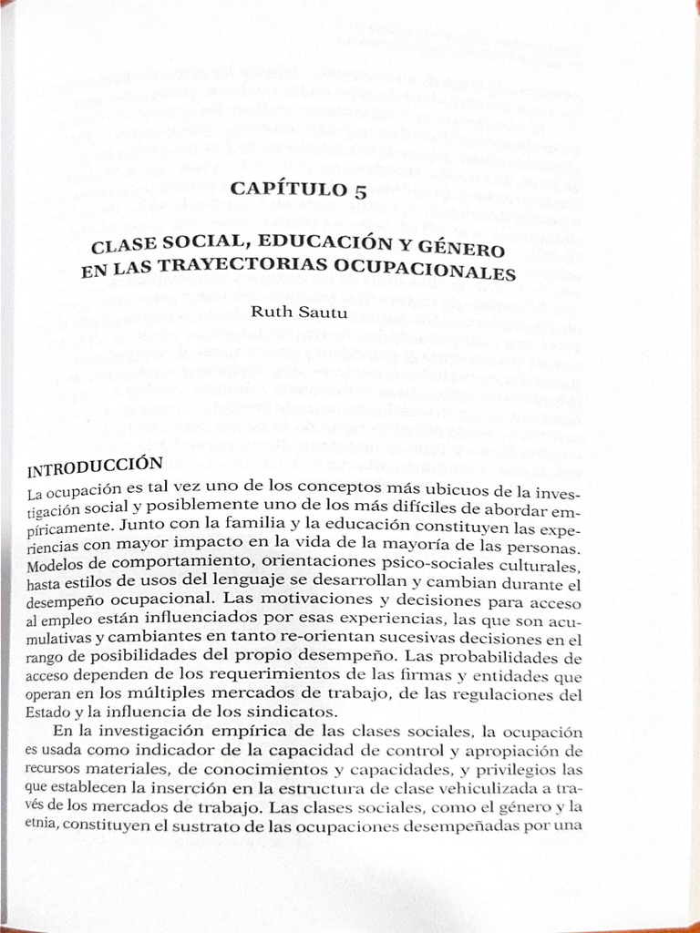 Clase Social, Educacion Y Genero. Cap 5. Ruth Sautu-Comprimido | PDF
