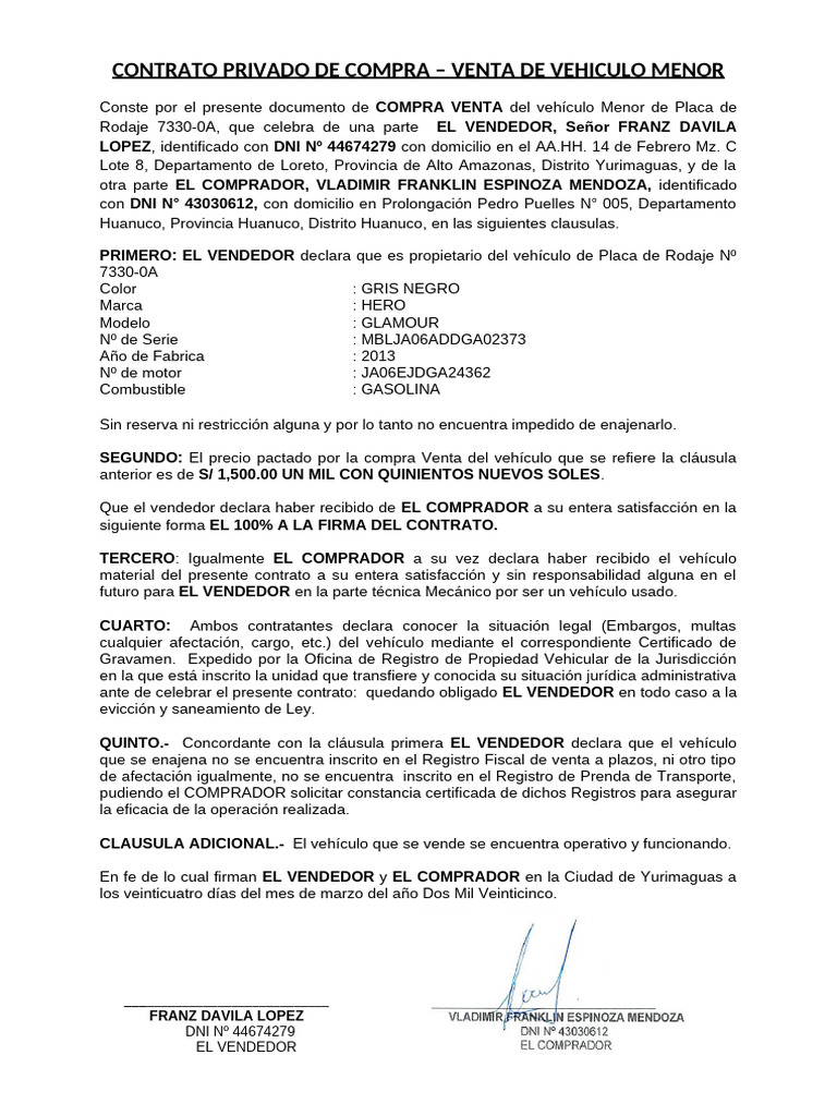 COMPRA VENTA MOTO | PDF