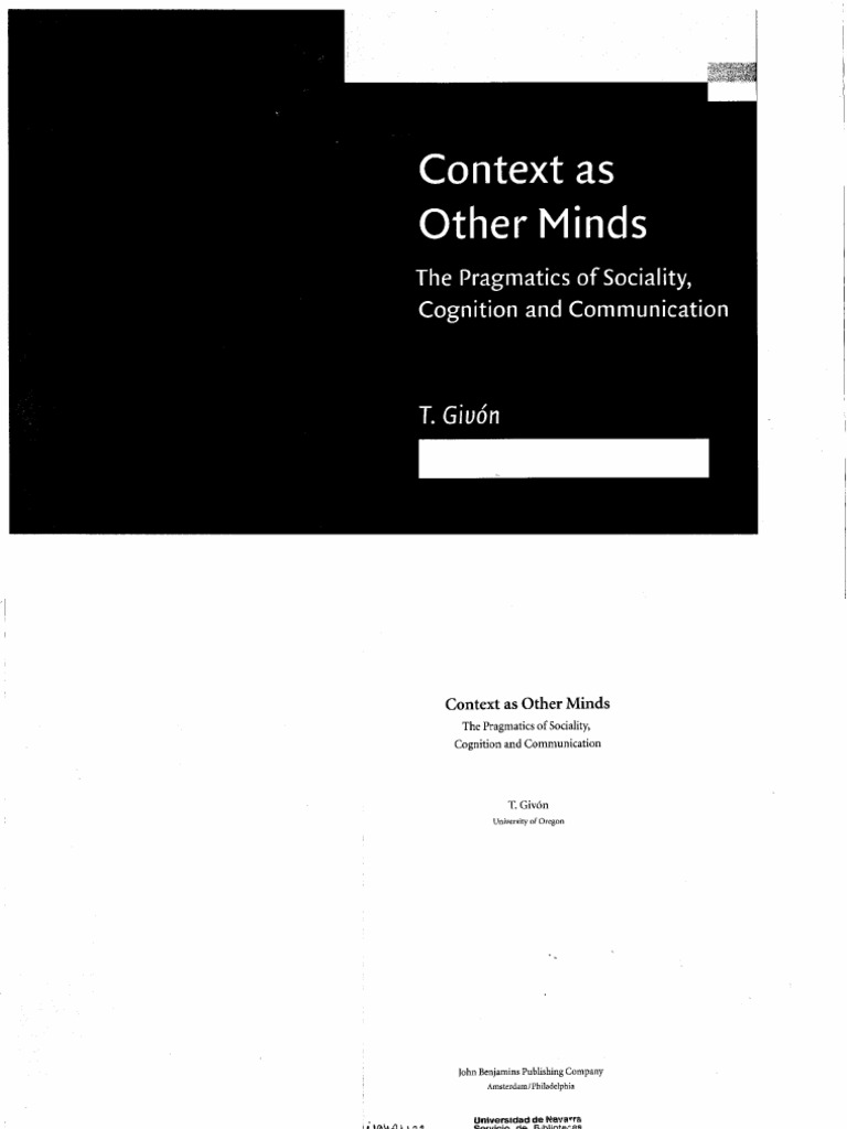 Givon, T - Context As Other Minds | PDF