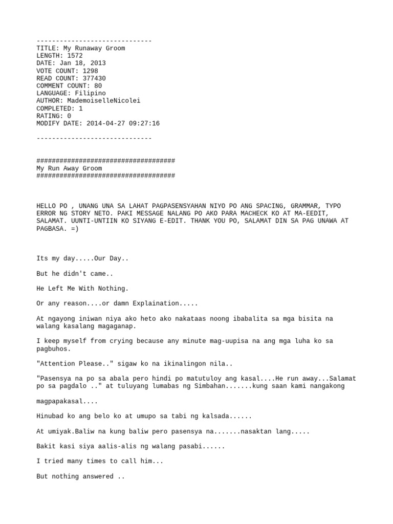 My Runaway Groom | PDF