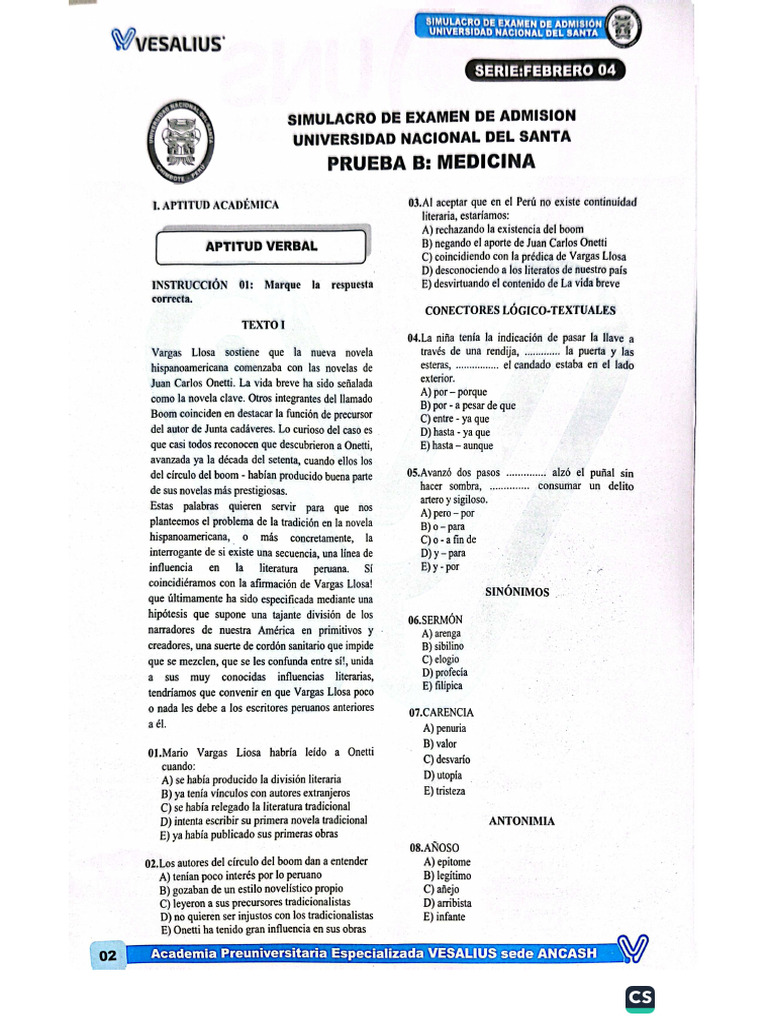 Examen Simulacro #8 | PDF