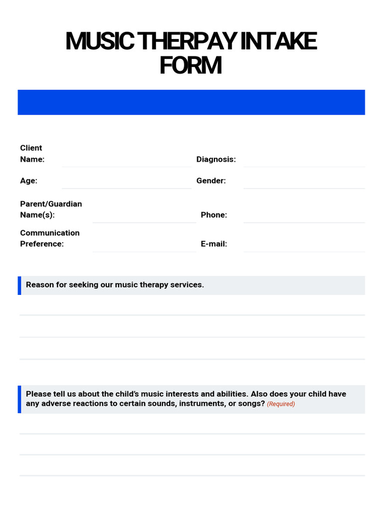 Music Therapy Intake Form | PDF