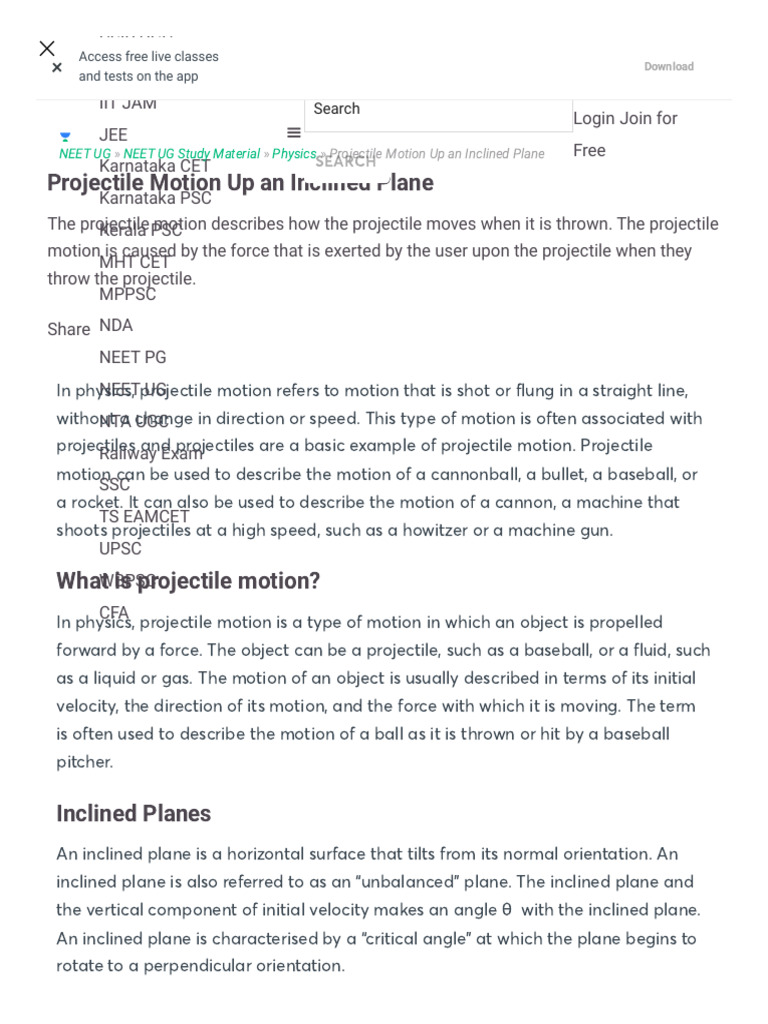 An Explanation of Projectile Motion Up An Inclined Plane | PDF ...