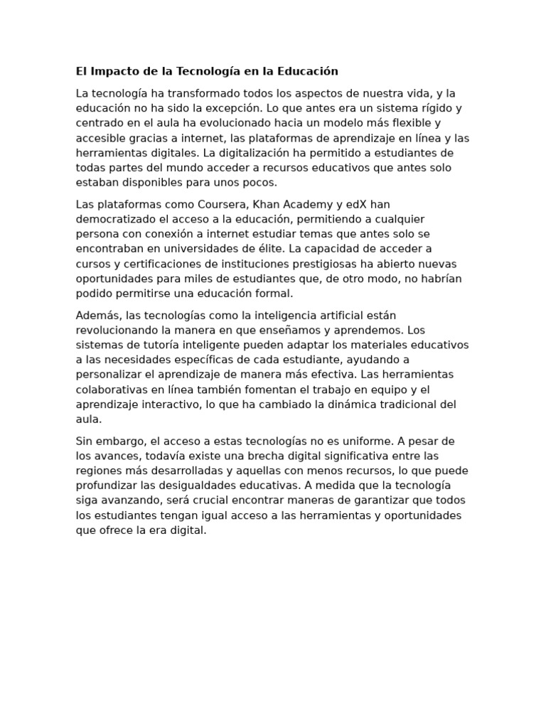 Tecnología y Educación: Transformación Digital | PDF