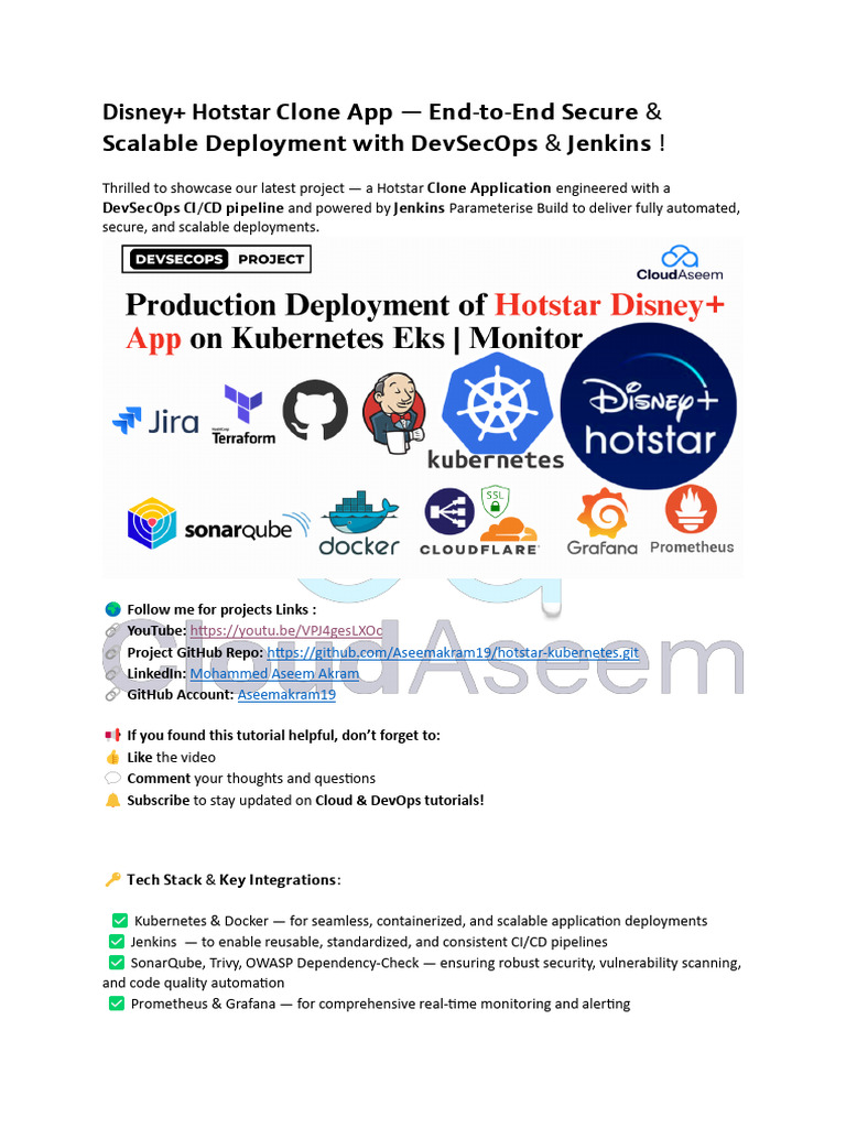 DevSecOps - Disney+ Hotstart App in Kubernetes Monitor | PDF ...