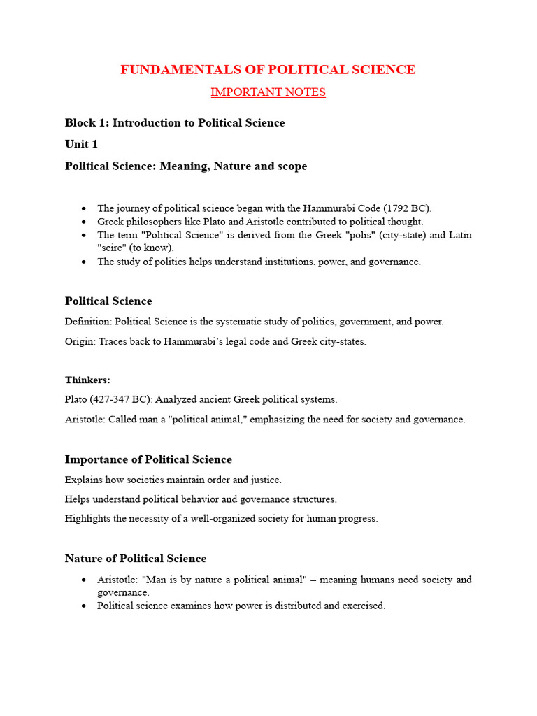 Overview of Political Science Fundamentals | PDF | Gender Studies ...