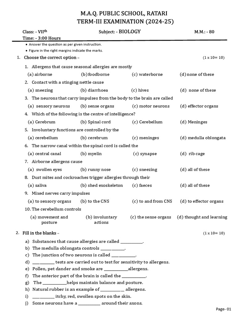 Biology 8th 3rd term | PDF | Allergy | Allergen