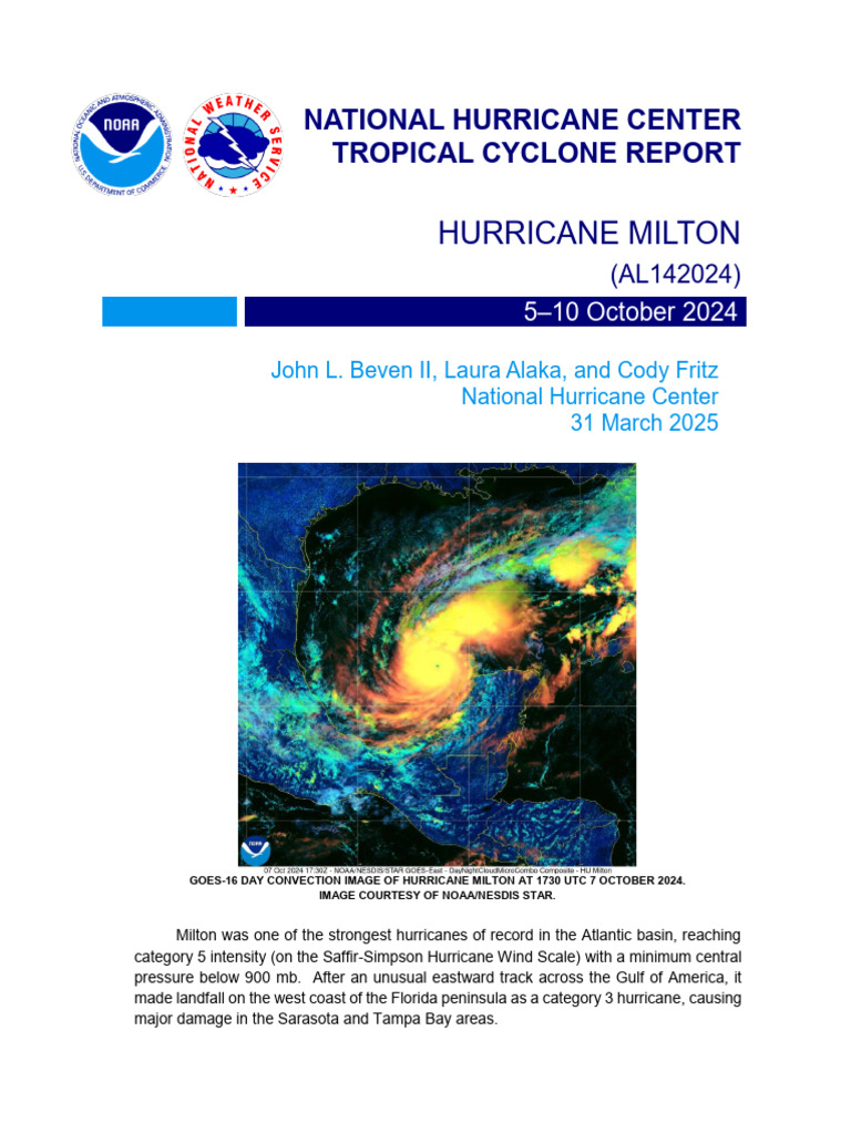 Hurricane Milton Report 2024 | PDF | Tropical Cyclones | Storm Surge