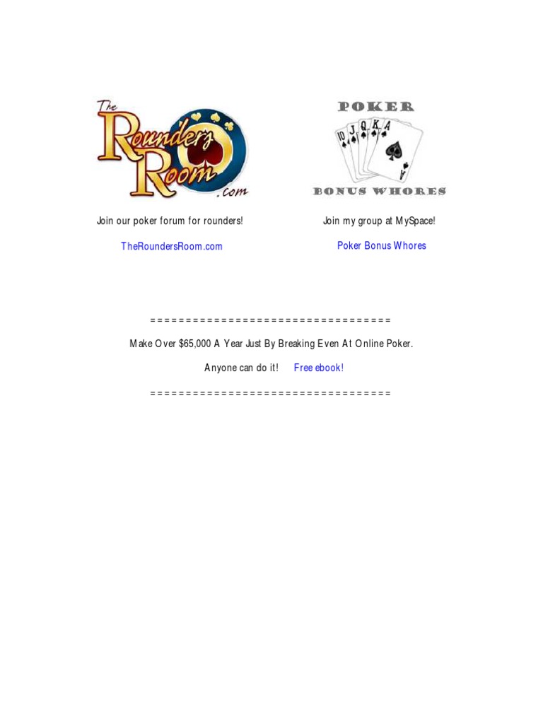 How to Break Even and Make $65K Playing Online Poker | PDF | Betting In ...