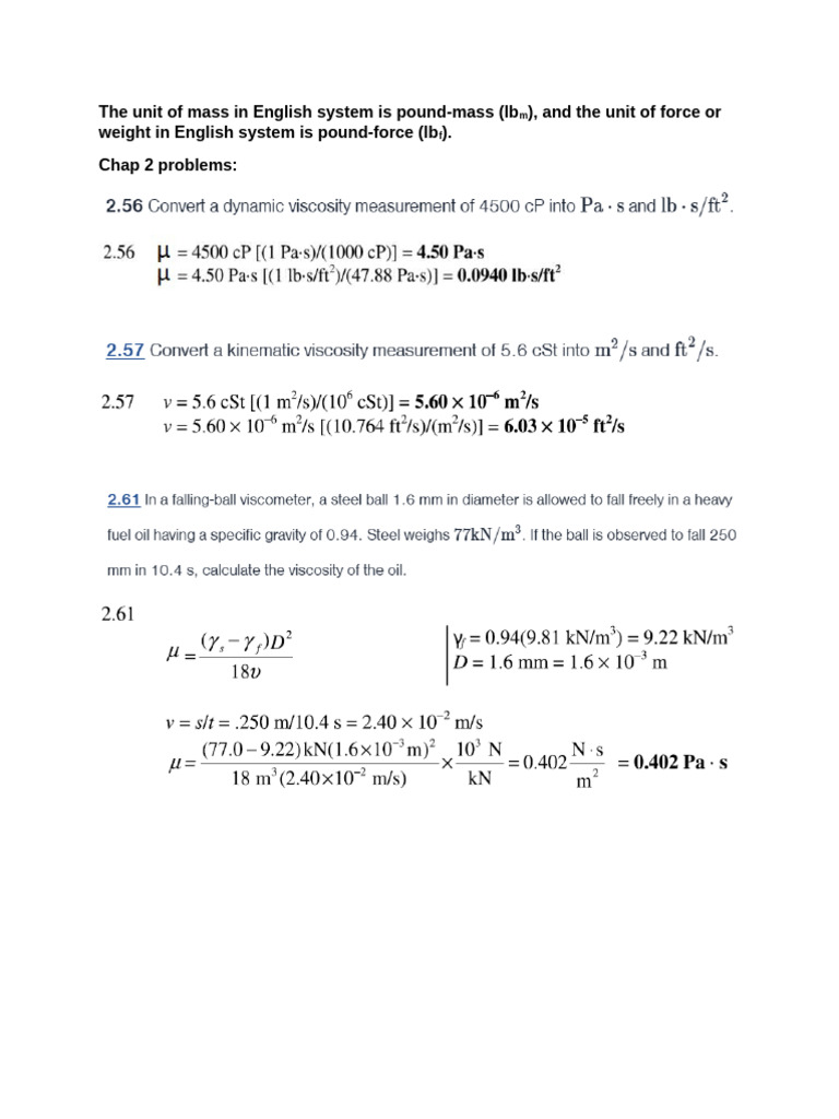 Chap 2 Problems Fluid Mechanics | PDF