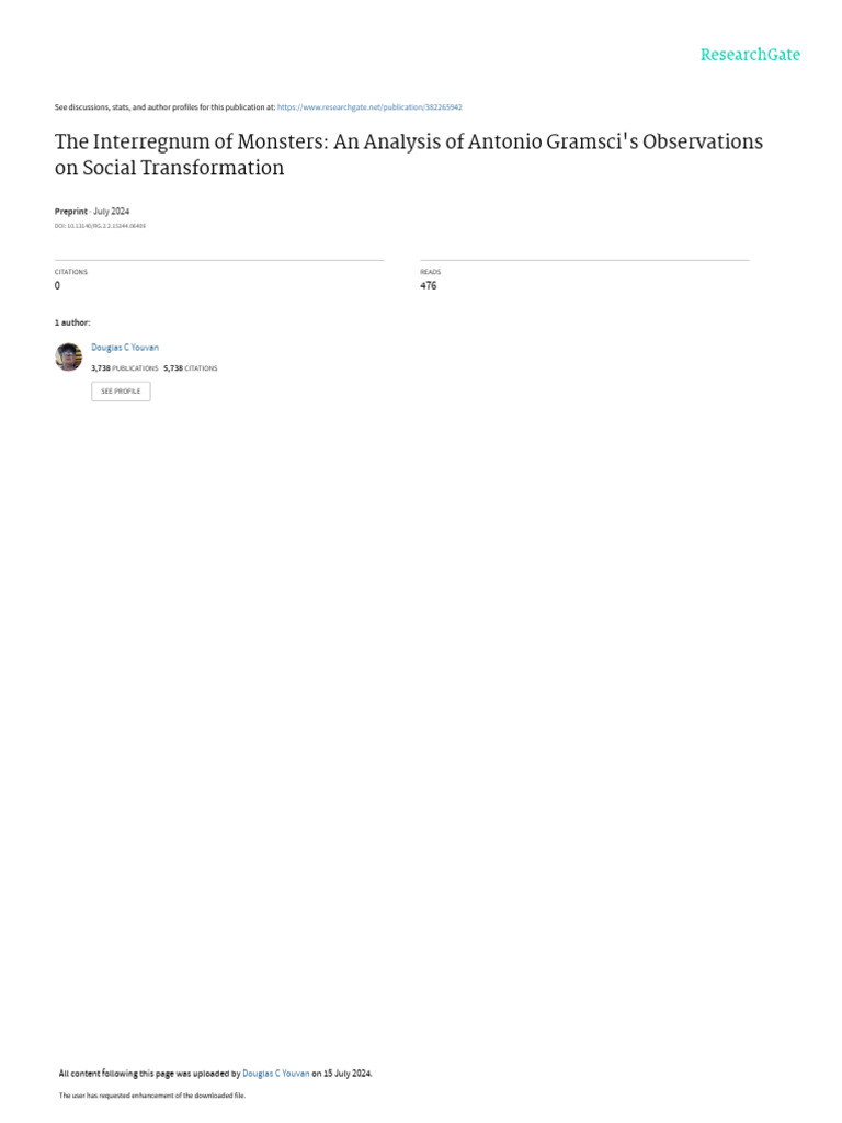 The Interregnum of Monsters: An Analysis of Antonio Gramsci's ...