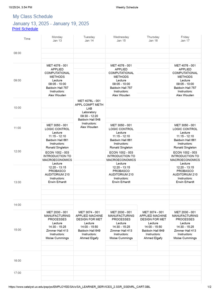 My Weekly Schedule | PDF