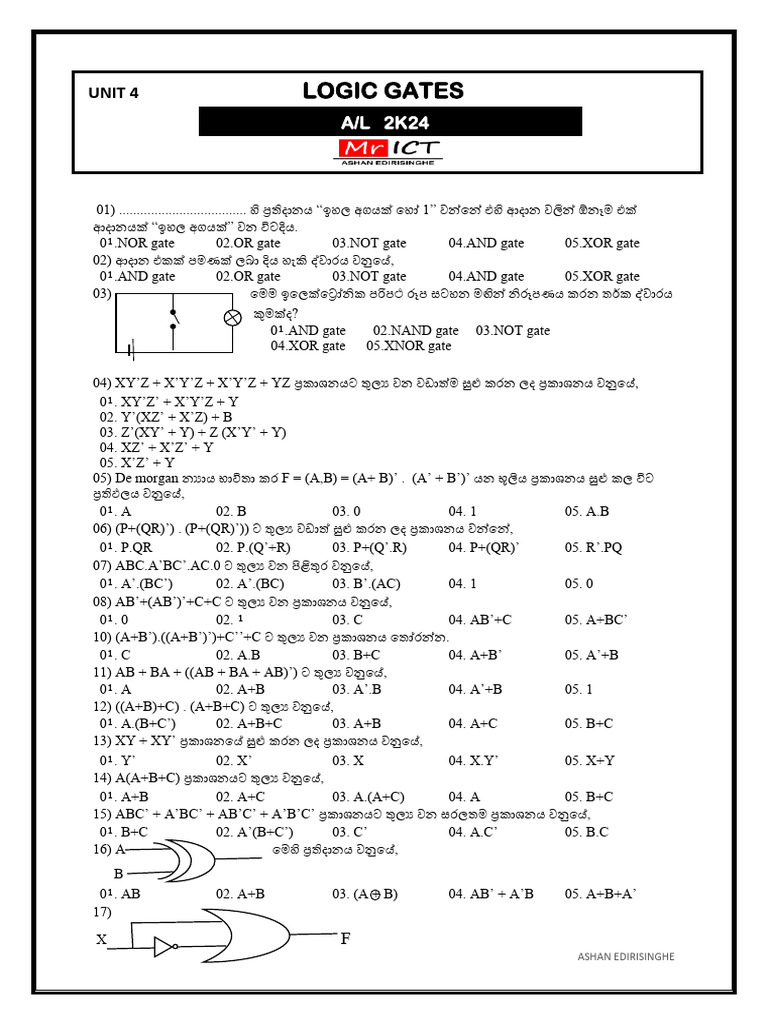 Unit 4 Logic Gates | PDF