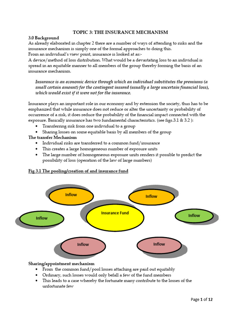 Chapter 3the Insurance Mechanism | PDF | Reinsurance | Insurance