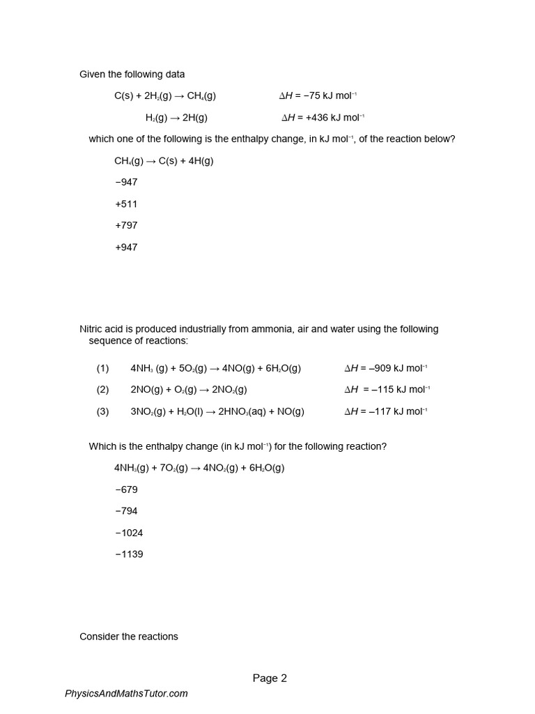Hess's Law Applications and Calculations | PDF | Combustion | Chemistry