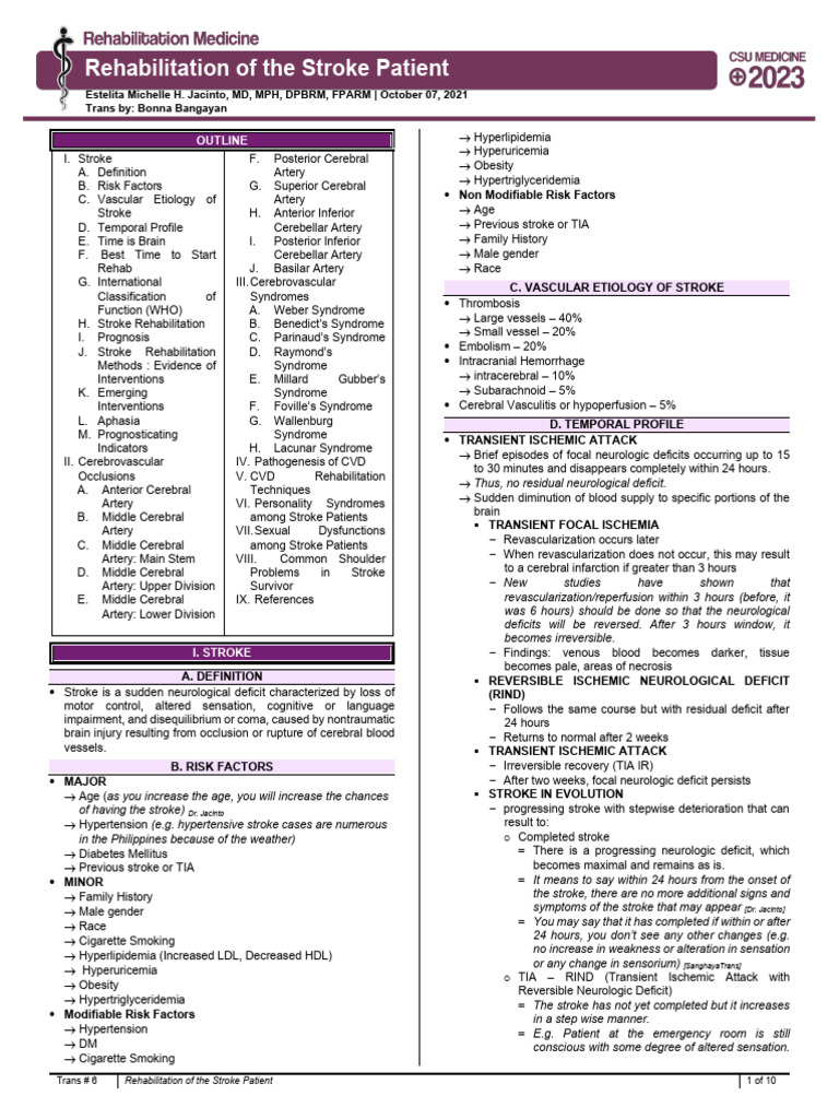 Stroke Patient Rehabilitation Guide | PDF | Stroke | Aphasia