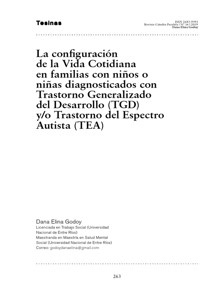 Dana Elina Godoy. La Configuración de La Vida Cotidiana en Familias Con Niños o Niñas ...