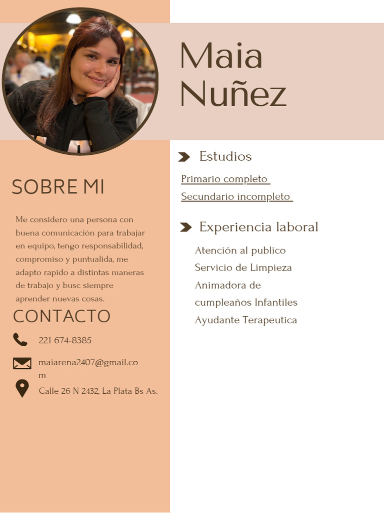 Curriculum Vitae CV Trabajo Maia Nuñez | PDF