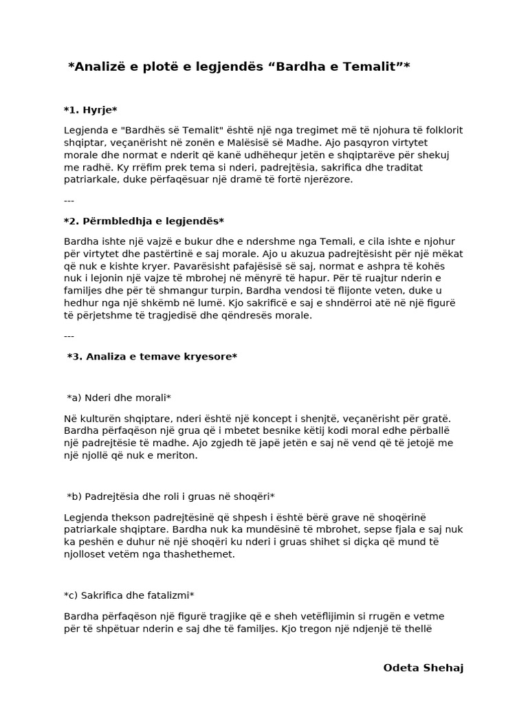 Analizë e Plotë e Legjendës | PDF