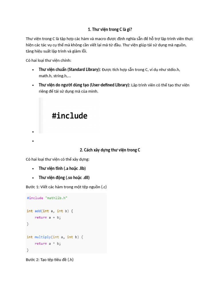 Thu Vien Trong C La Gi | PDF