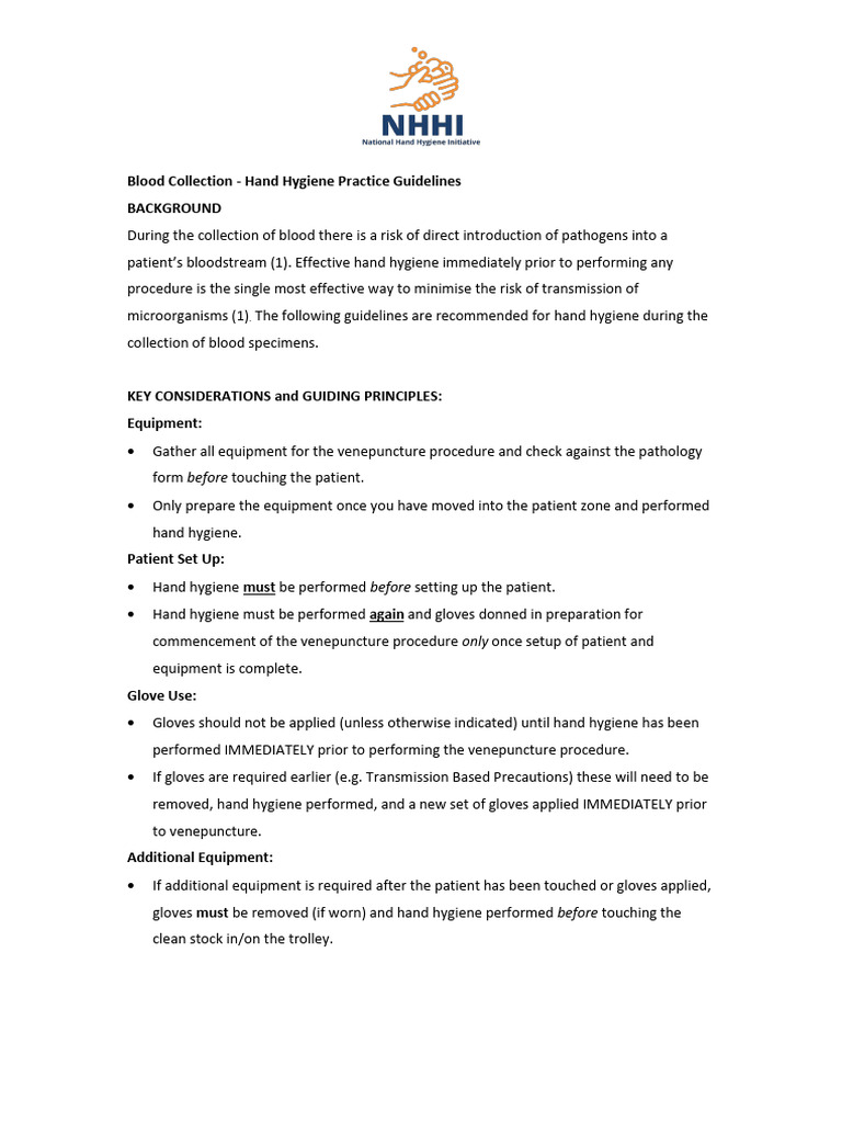 Blood Collection Hand Hygiene Guidelines | PDF | Hygiene | Hand Washing