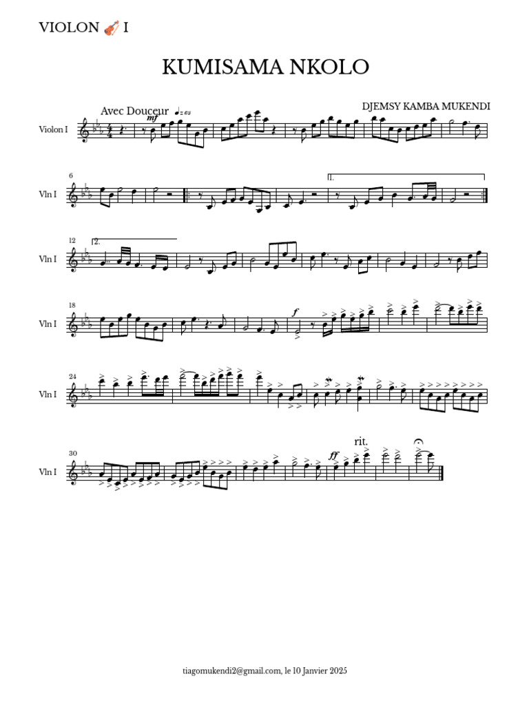 Violon I Kumisama Nkolo Djemsy Mukendi 082410 | PDF