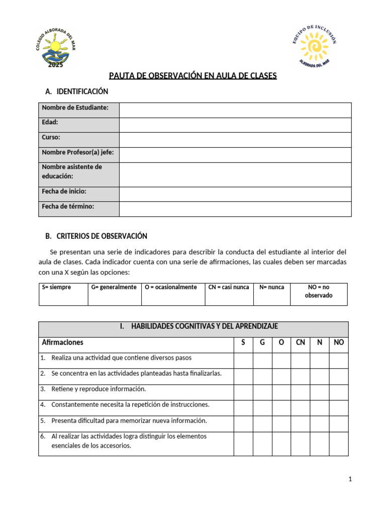 pauta observacion tea | PDF | Conceptos psicologicos | Modificación de comportamiento