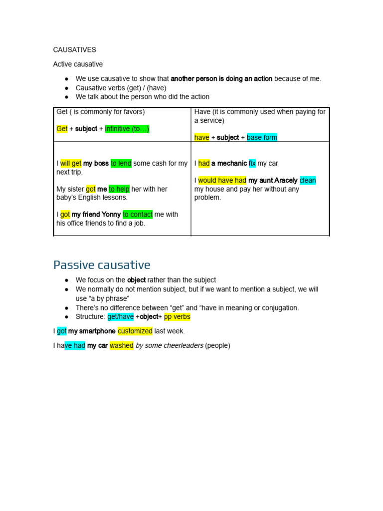 CAUSATIVES.docx | PDF