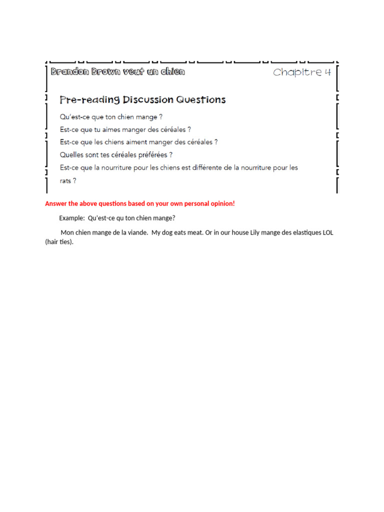 Chapter 4 comprehension questions | PDF