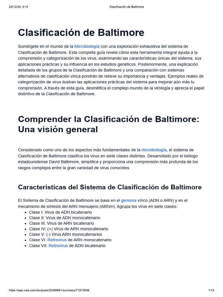 Clasificación de Baltimore en Virología | PDF | Virus | Retrovirus