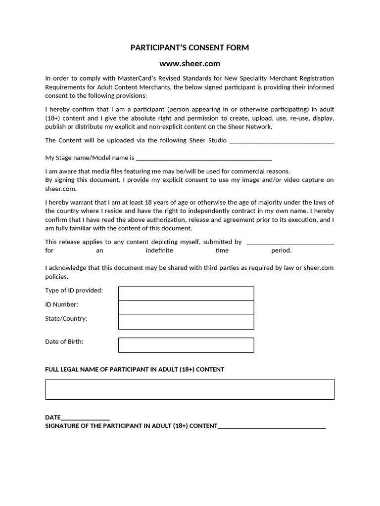 Participant Consent Form for Adult Content | PDF