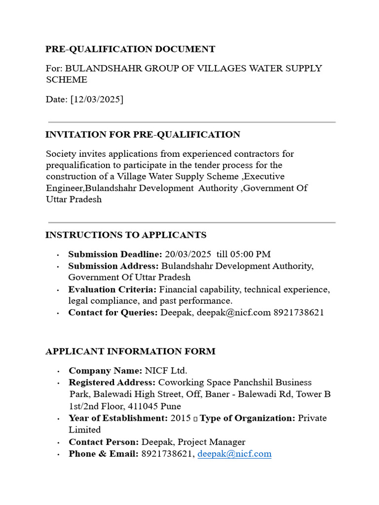 Pre Qualification Document For Group A.pdf - Crdownload | PDF