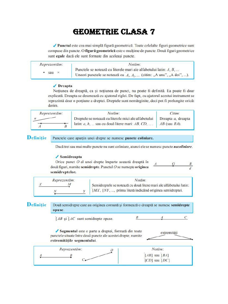Geometrie Clasa 7 | PDF