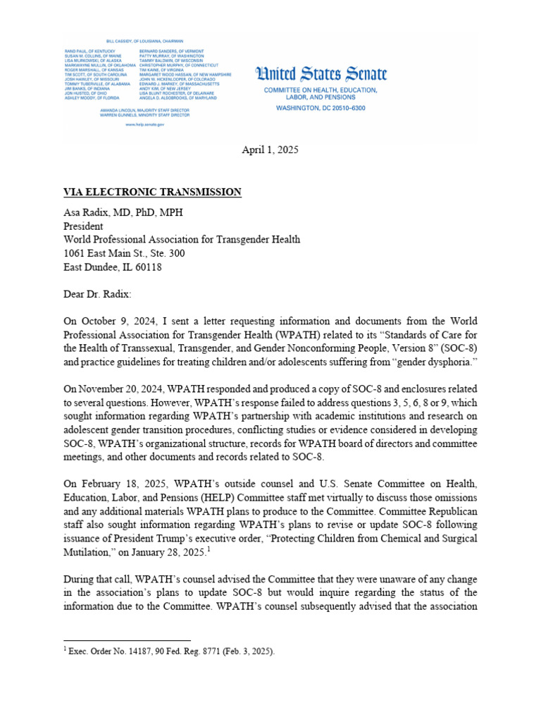 2025-04-01 Letter From BC To Wpath Re Eo Compliancepdf | PDF ...