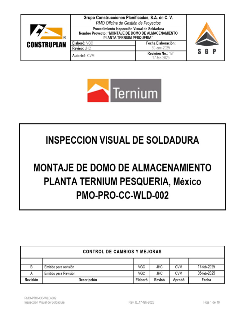 Inspección Visual de Soldadura Ternium | PDF | Soldadura | Construcción