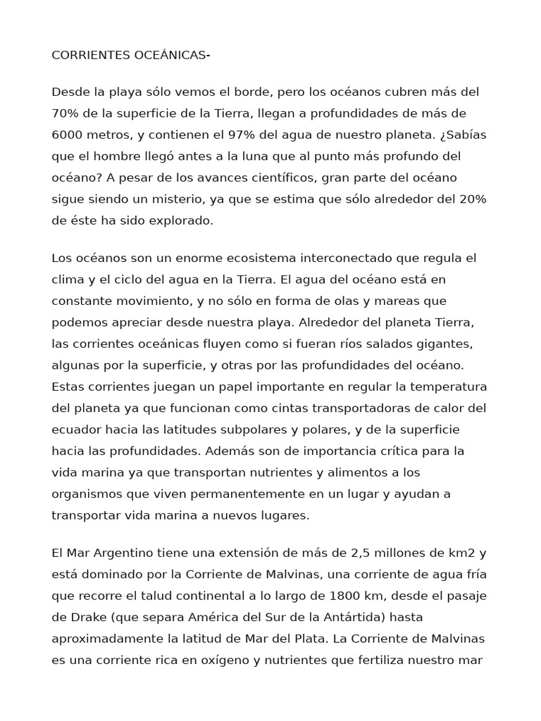 Corrientes Oceanicas | PDF | Mar | Océanos