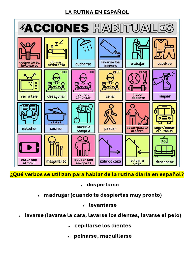 La Rutina en Español | PDF | Verbo