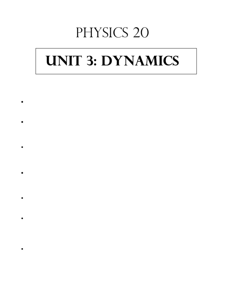 1.1 Phys 20 Workbook 2022 - Unit 3 | PDF | Force | Friction