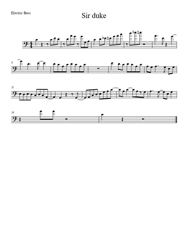 Sir Duke Bass - Electric Bass | PDF