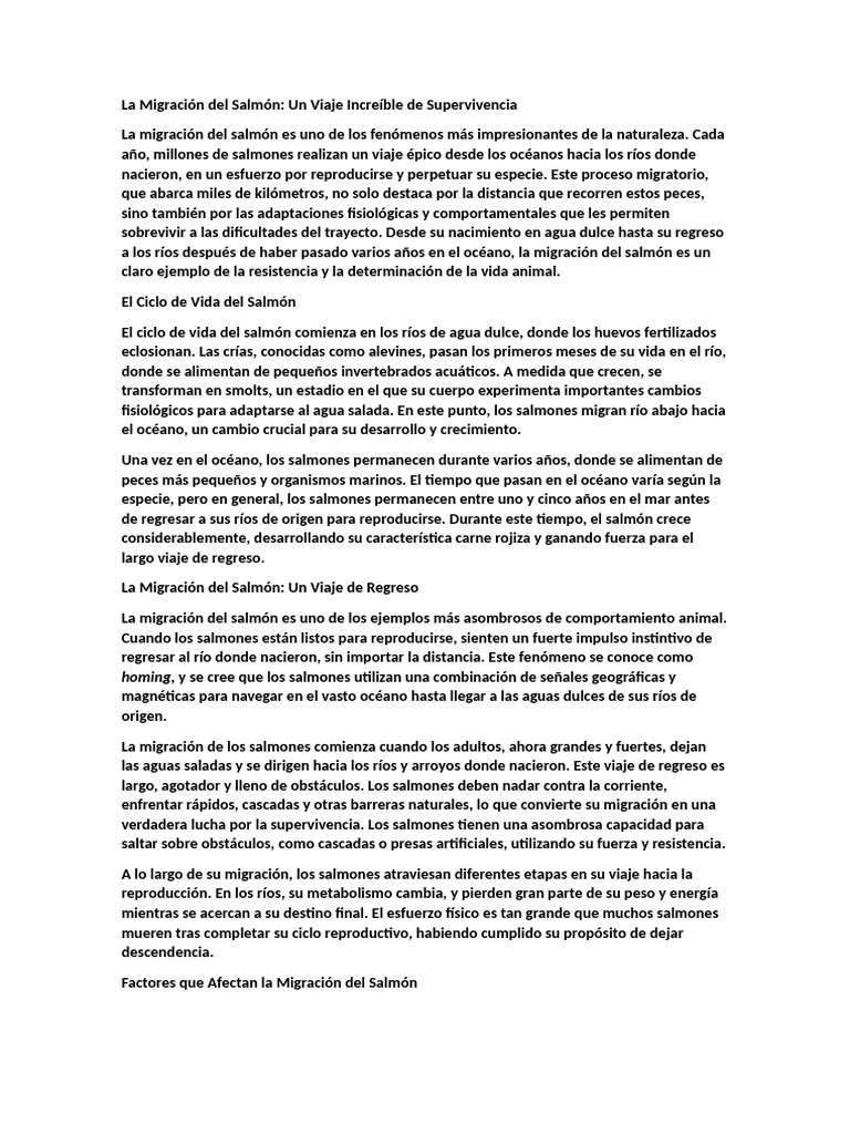 Migracion de La Salmon | PDF | Migración de aves | Reproducción