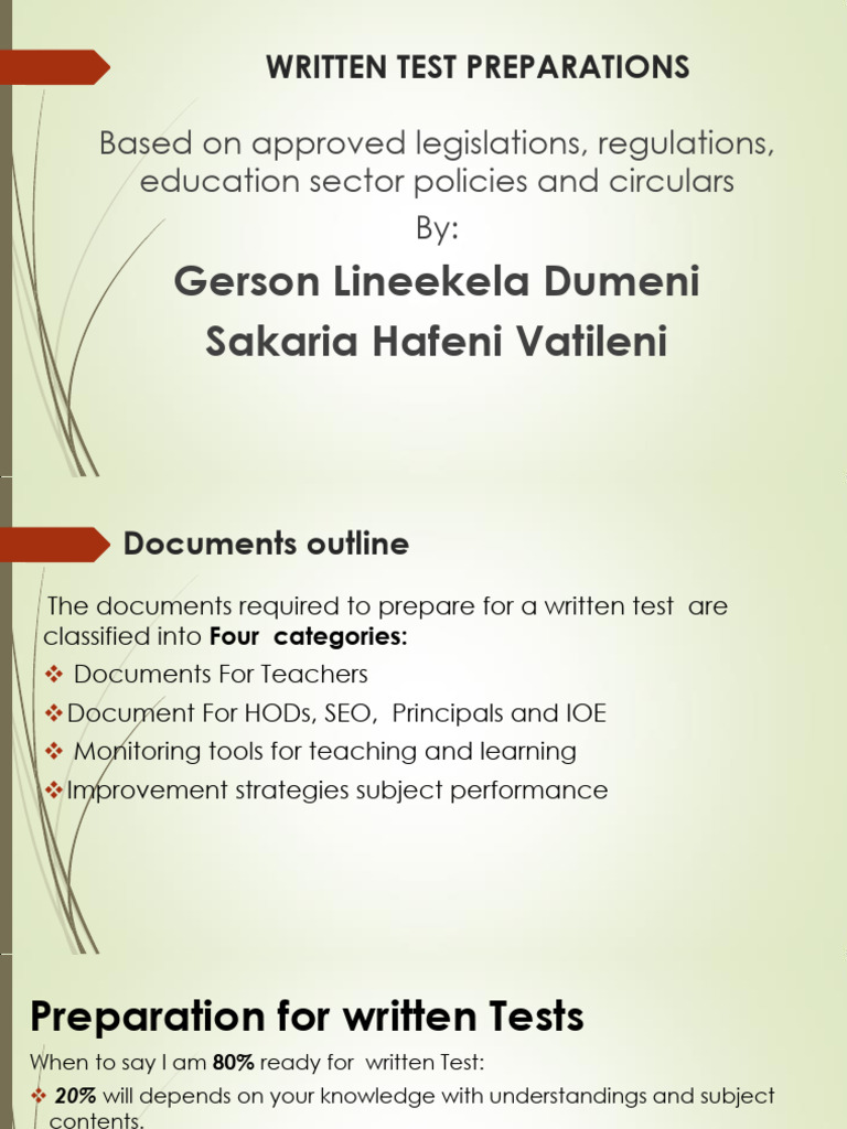 Written Test Preparation Guidelines | PDF | Teachers | Strategic Planning