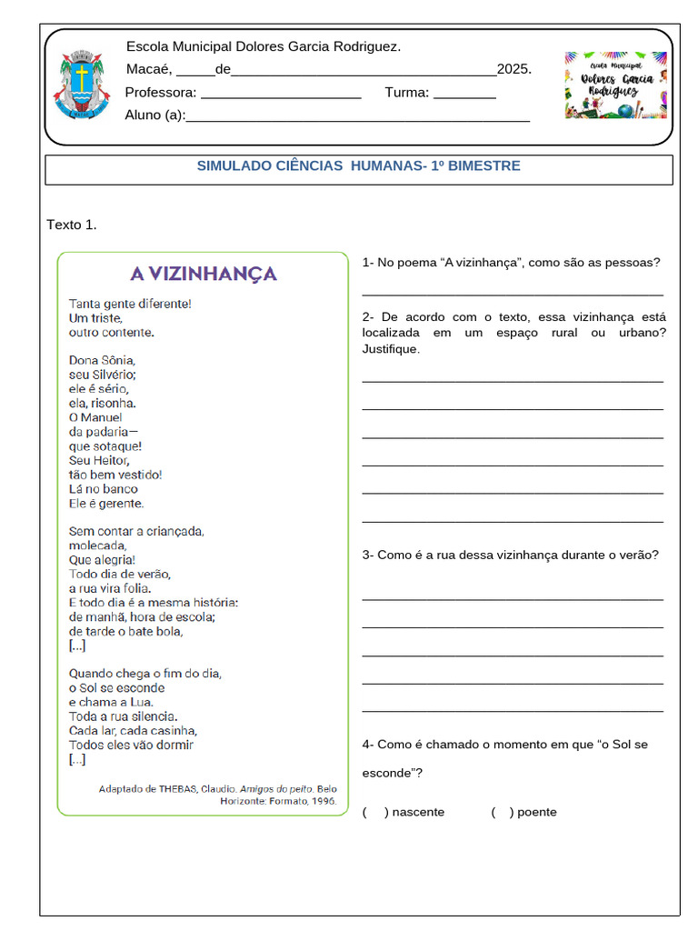 1º BIMESTRE - SIMULADO 3 ano Laís | PDF