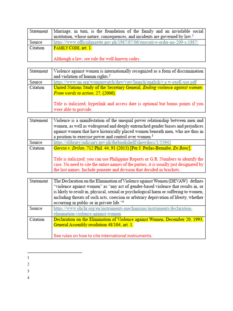 Citation Exercise Answer Key | PDF | Violence Against Women | Violence