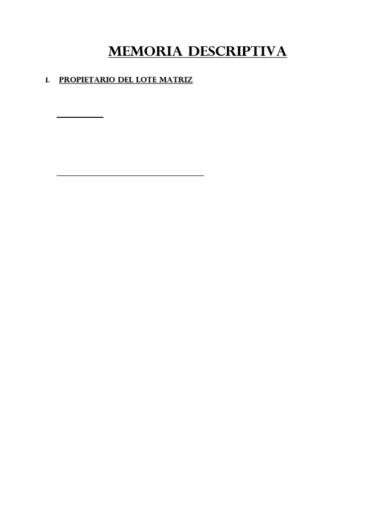 Memoria Descriptiva Lote 5 | PDF