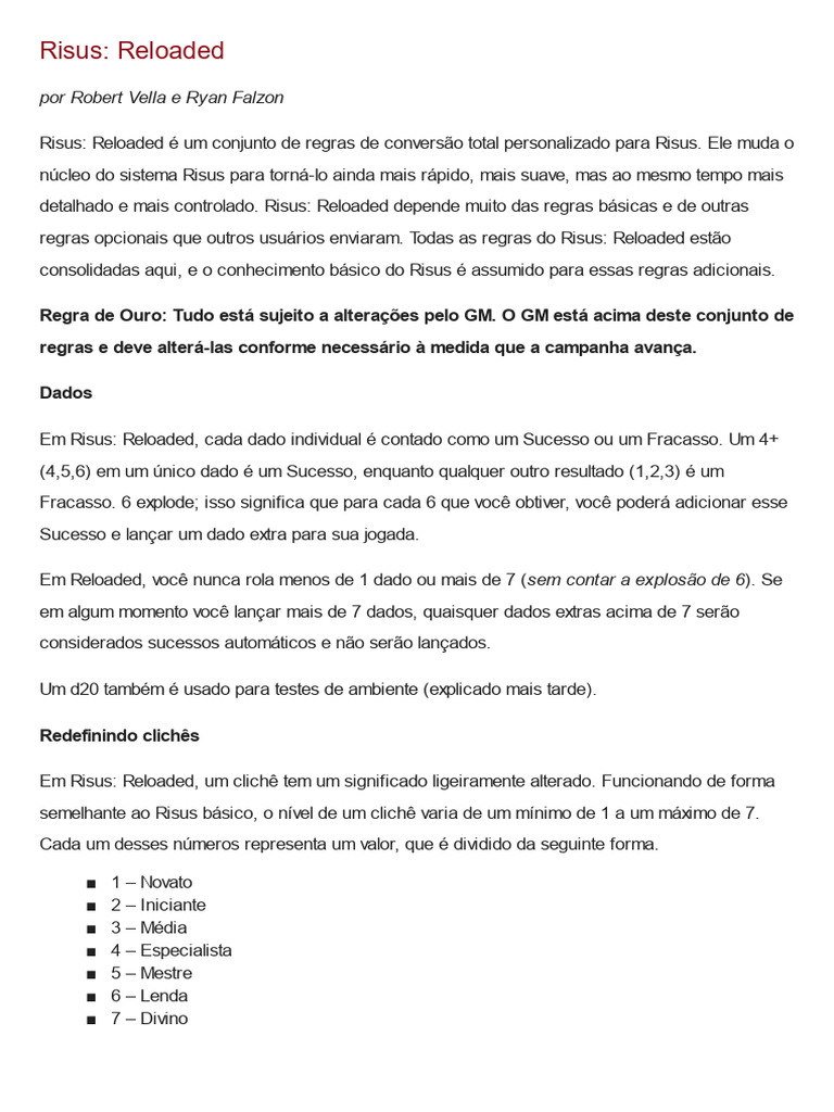 Risus - Reloaded (Traduzido PT-BR) | PDF | Tempo