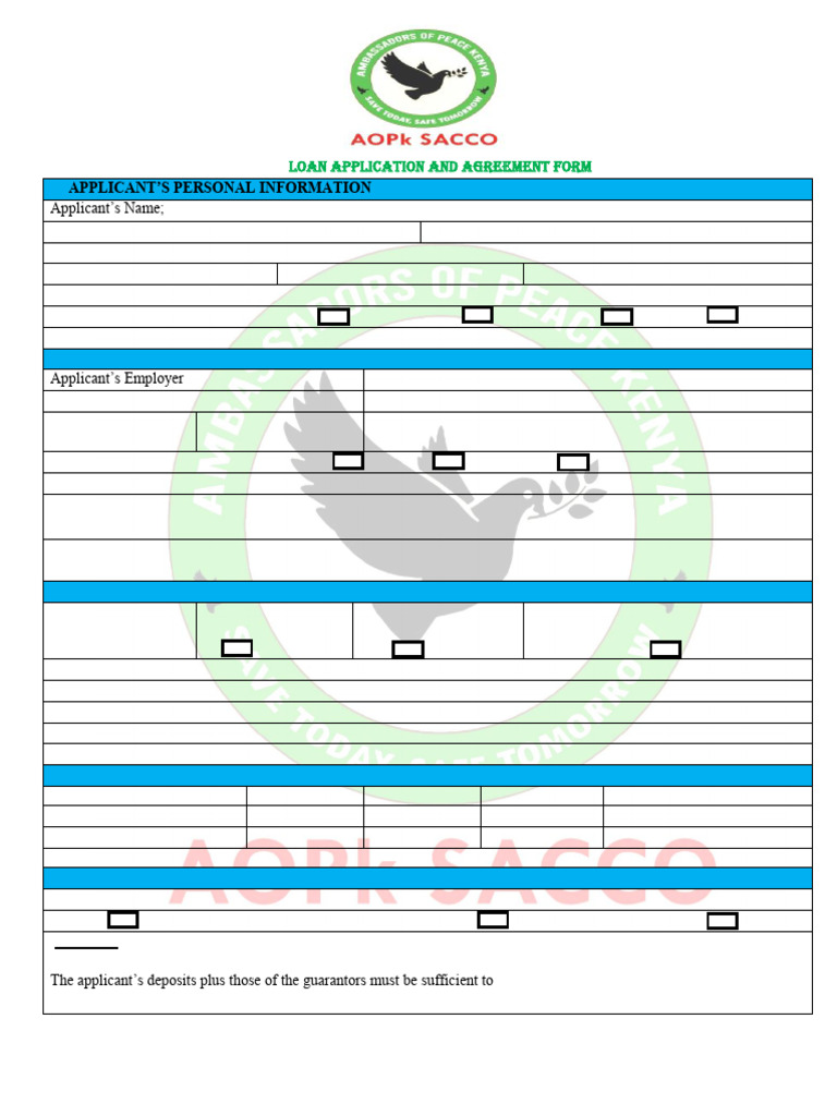 Loan Application and Agreement Form; Aop | PDF | Loans | Credit