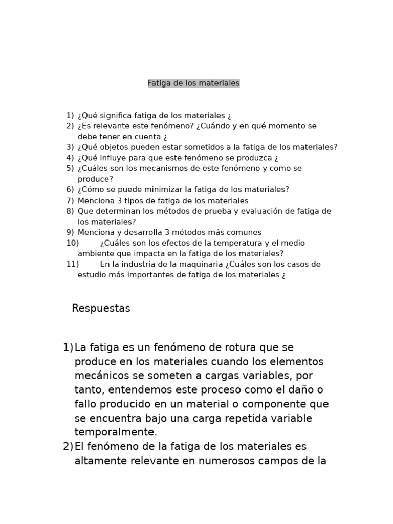 Fatiga de Los Materiales | PDF | Fatiga (material) | Tratamiento a base ...